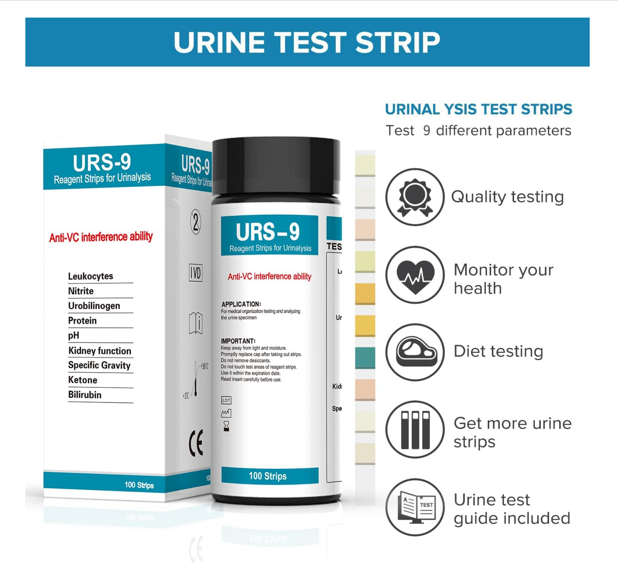 UTI Urine Test Strips | Urinalysis 9 Test Strips – centeroblivion